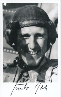 Gunther Rall signed pic-in flight helmet.Luftwaffe Ace. Sm emulsion ...