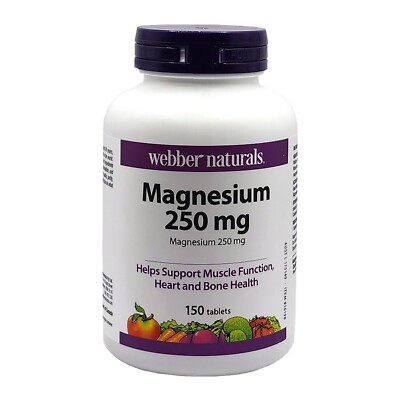 Webber Natural Magnesium 250mg Maintain Muscle Function Bone Support ...