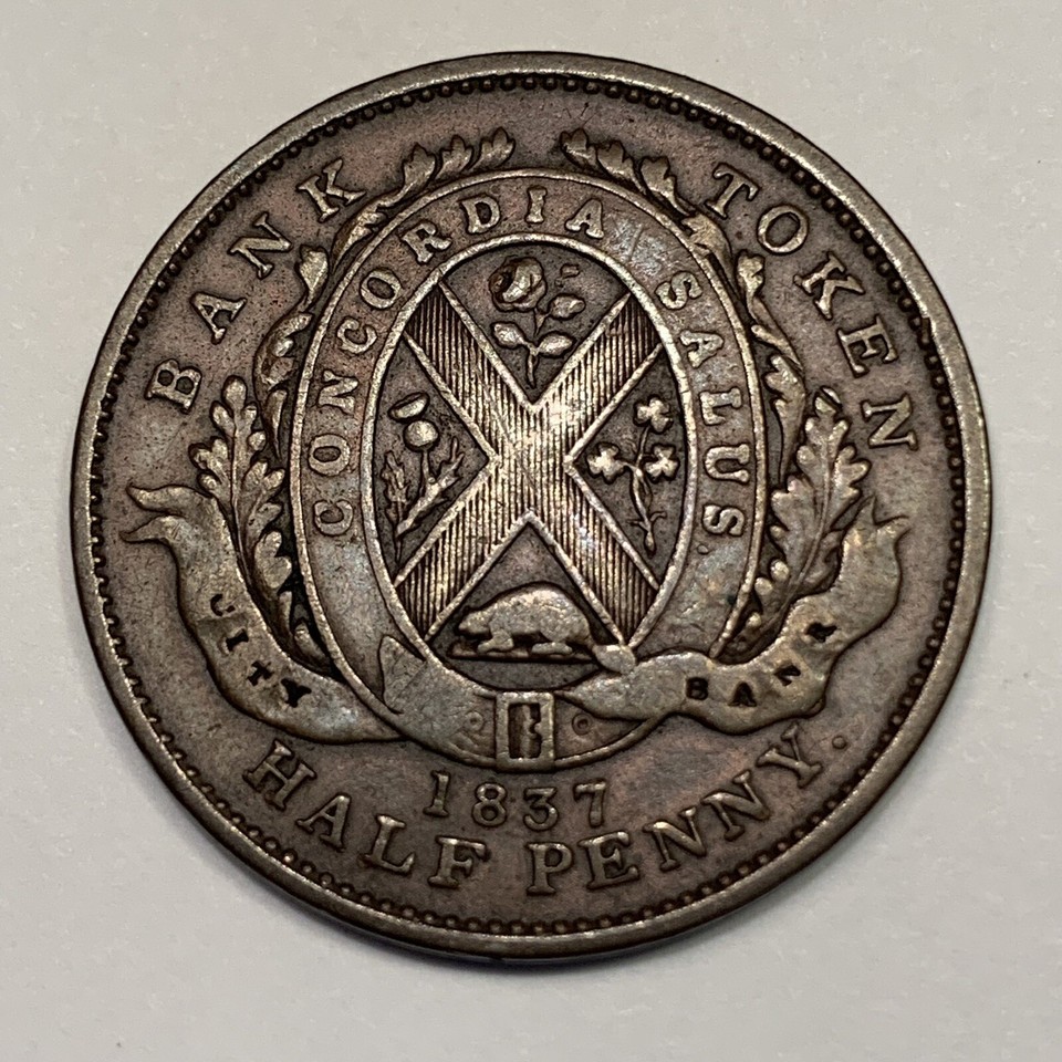 1837 Canada Half Penny Bank Token FREE SHIPPING | eBay