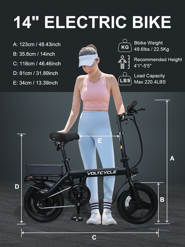 14" Electric Bike For Adults,350W Folding Electric Bikes With 36V 10.4AH Battery | eBay