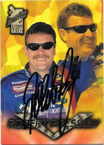 ROBERT PRESSLEY NASCAR Autographed / Signed PRESS PASS Card 1998 # 21 ...