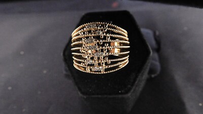 18K YELLOW GOLD OPEN WORK RING ACCENTED BY DIAMONDS | eBay