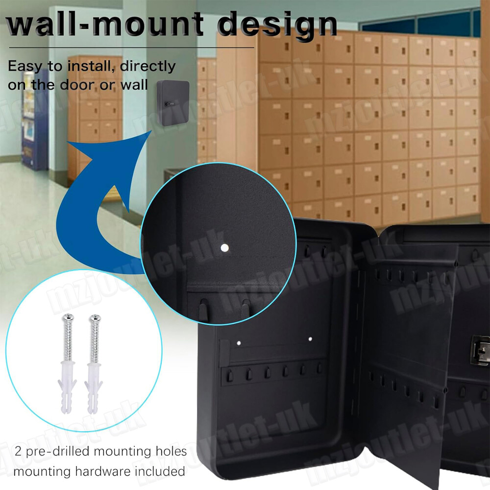 Combination Lock Key Storage Cabinet Metal Wall Mounted Lockable Safe ...