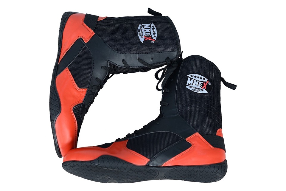 Red Boxing Wrestling MMA Training Shoes - Cow Leather, Mat Sole, 100% ...