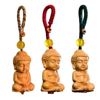 Mini Wooden Buddha Keychain Lucky Pendant Length 7cm Hand Carved Feng ...