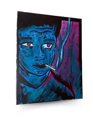 Original Abstract Painting Pulp Art Smoking Jazz Beatnik Zac Webb ...