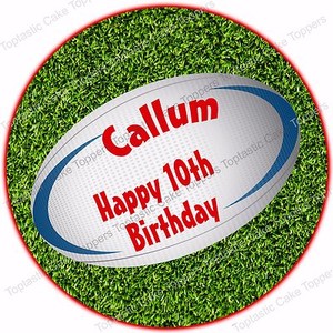 Personalised Rugby Ball Game Sport Edible Icing Party Cake Topper | eBay