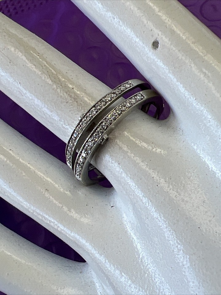 💎 10k White Gold Diamond Solitaire Enhancer Guard Wrap Insert Ring Band ...