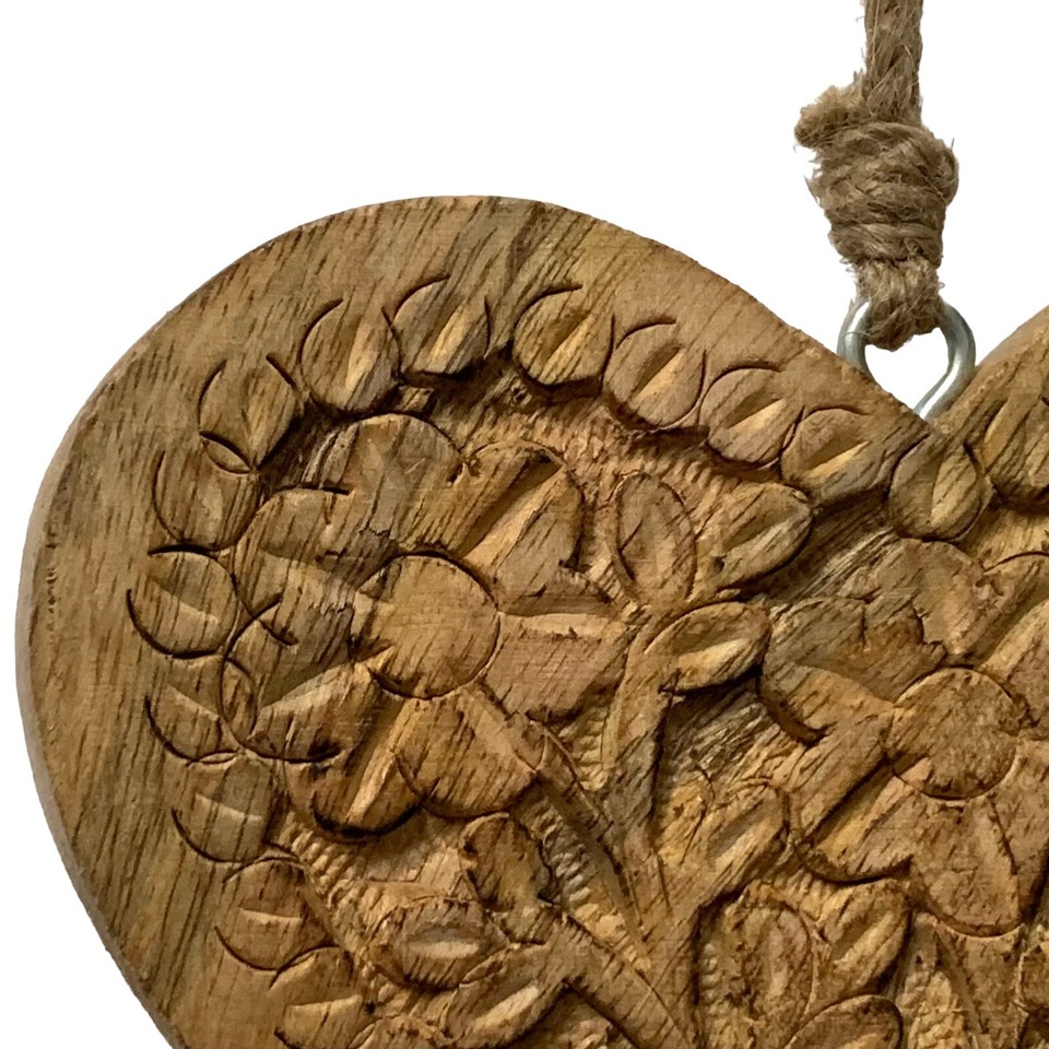 Floral Carved Wood Hanging Heart Cottagecore Farmhouse Country ...