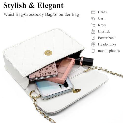 Fashionable Mini Chain Belt Bag - PU Leather Small Crossbody Bag Chain ...
