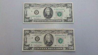 1981 $20 Bill BANK OF RICHMOND VA . AND 1990 $20 BILL .BANK OF NY. GOOD ...