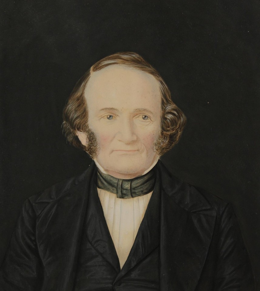 Antique c1821 American Folk Art Quaker Marriage Portrait Watercolor ...