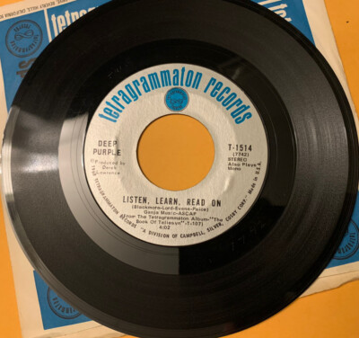 1968 DEEP PURPLE Listen Learn Read On 7" Tetragrammaton T-1514 45 ...