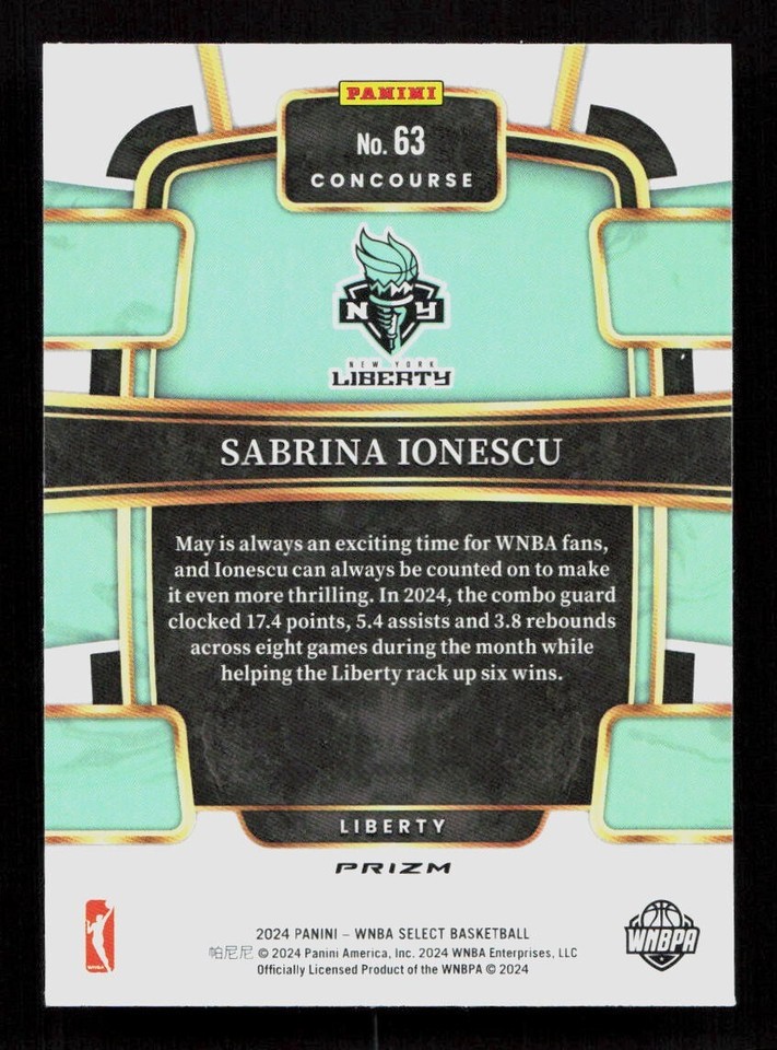 2024 Panini Select WNBA - Concourse Flash Prizm Sabrina Ionescu #63 | eBay