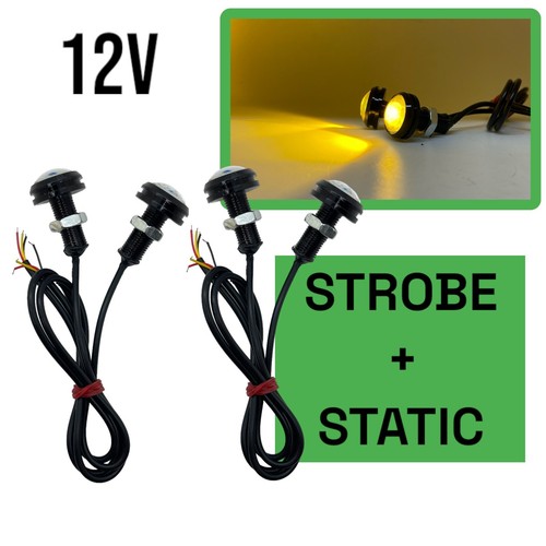 4 x Yellow amber Strobe 23mm LED Eagle Eye Marker Recovery Lights ...