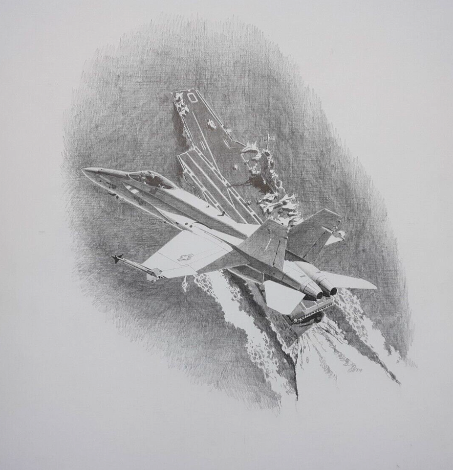 Military Navy Jet Pencil Drawing Illustration Dick Kramer Original 1983 ...