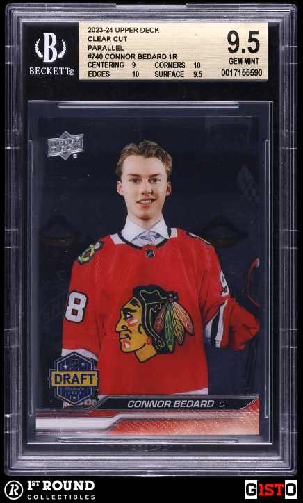 POP 1 Connor Bedard BGS 9.5: 2023-24 Upper Deck Clear Cut Parallel 1R ...