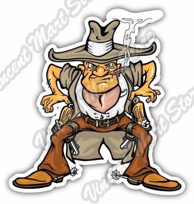 Western Cowboy Bandit Wild West Gun Shoot Car Bumper Vinyl Sticker ...