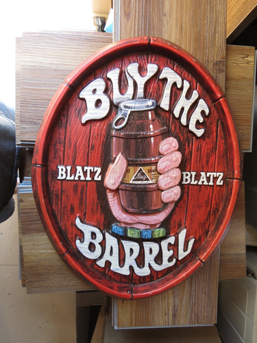 VINTAGE BLATZ BEER VACUFORM "BUY THE BARREL" SIGN | eBay
