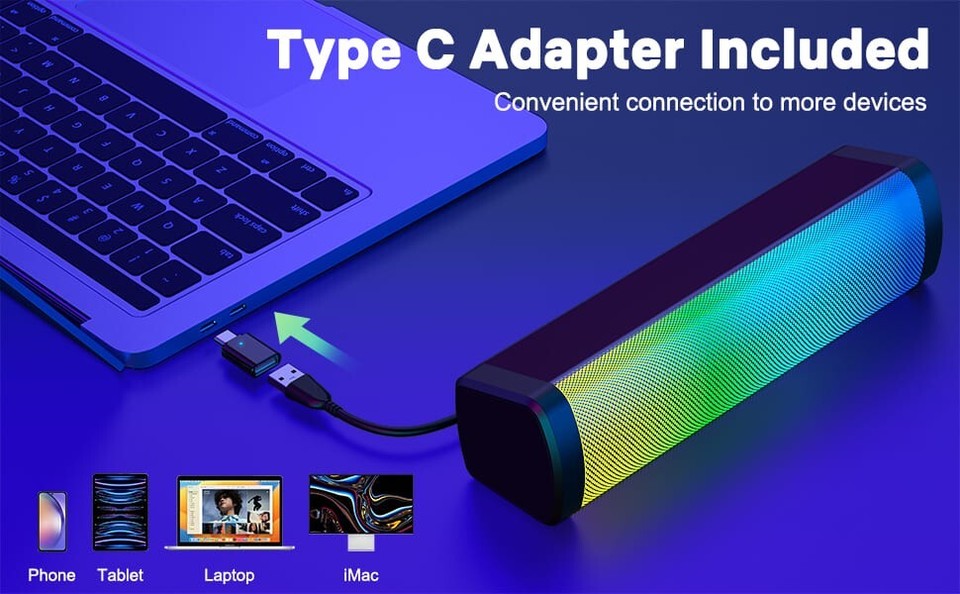 Computer Speakers for Desktop Monitor, PC Speakers with Touch Lights ...