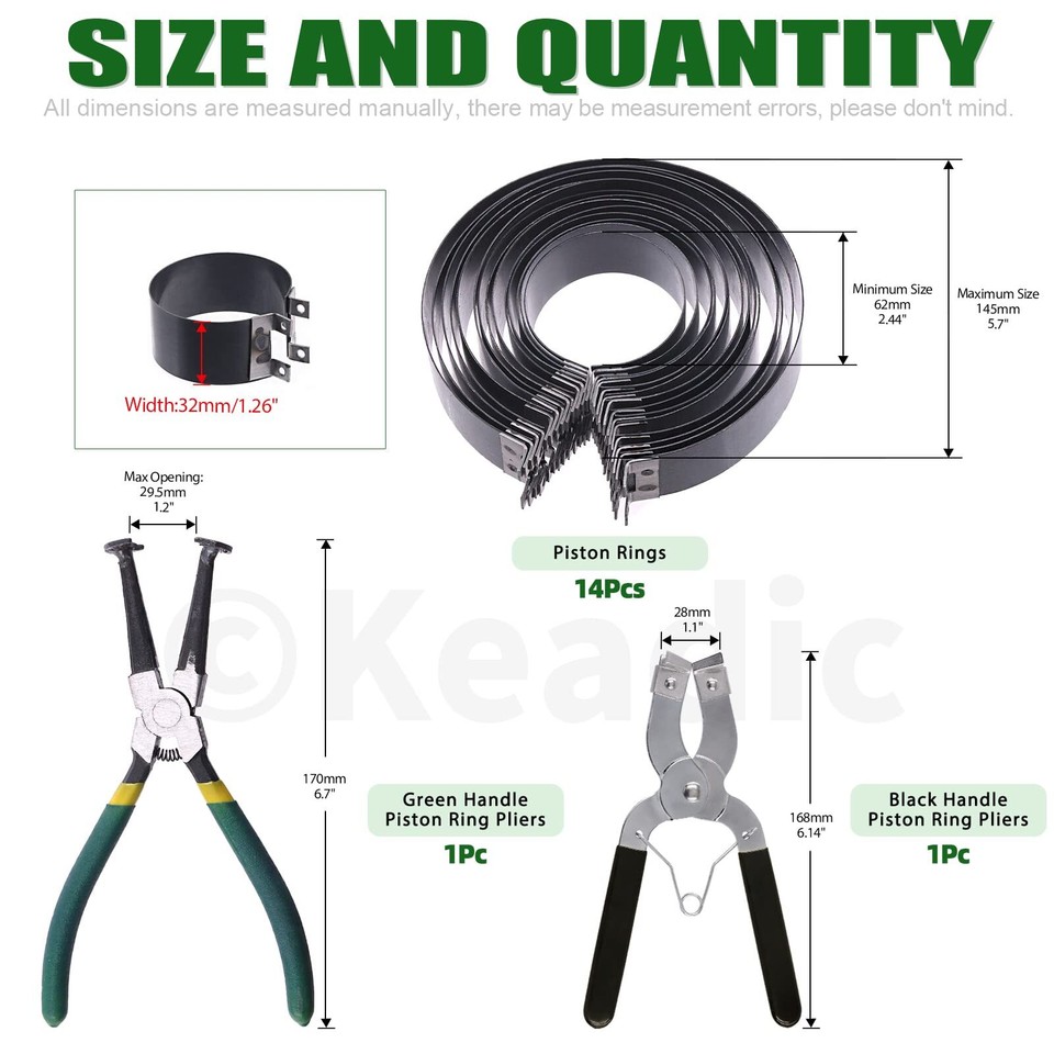 16 Pcs Automotive Engine Piston Ring Compressor Tool Set Contains ...