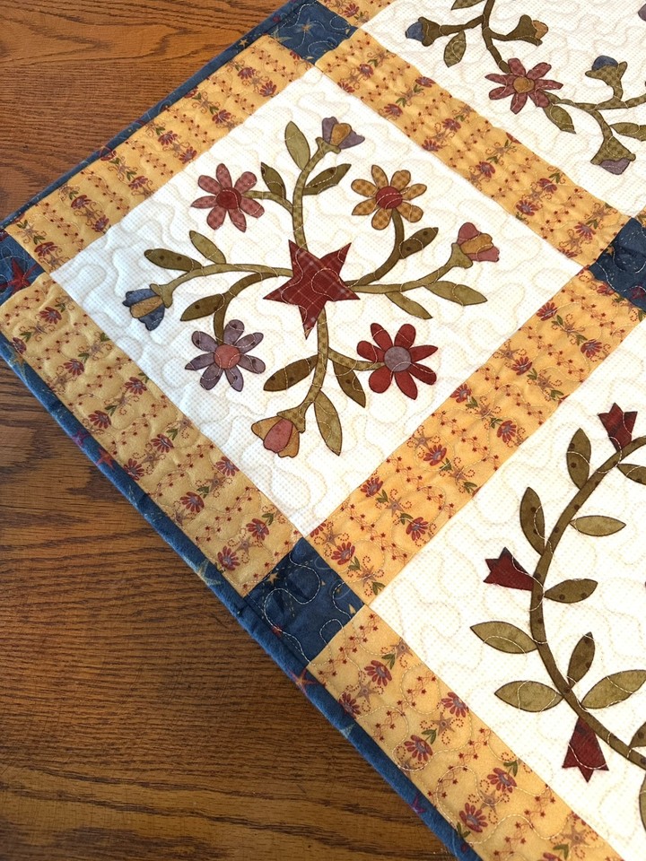 Floral Flannel Table Topper, Quilted Table Decor, 26” x 26” Handmade | eBay