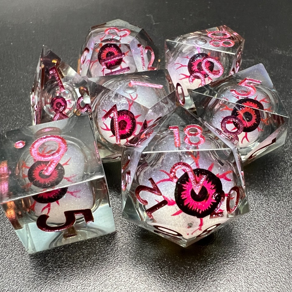 Eyeball Dice Set for D&D Pathfinder RPG Liquid Core Glitter | eBay