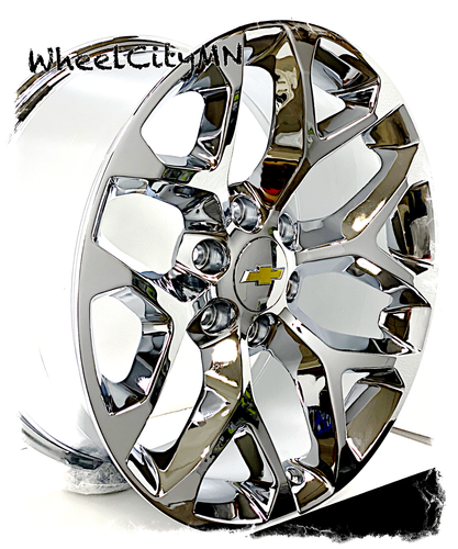 24" chrome OE replica Snowflake SFO 5668 rims fits 2022 Chevy Tahoe 6x5 ...