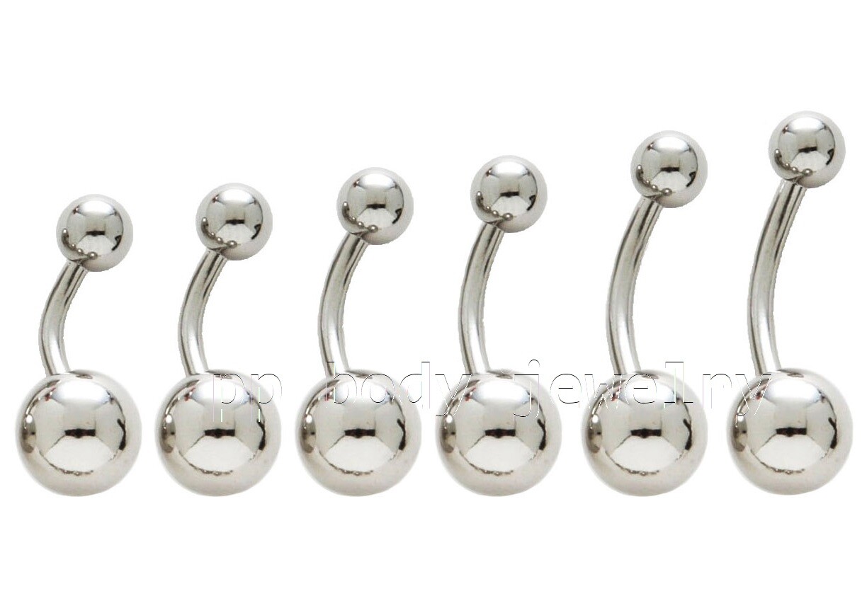 14G Surgical Steel Navel Belly Button Ring with 5mm & 8mm Ball | eBay
