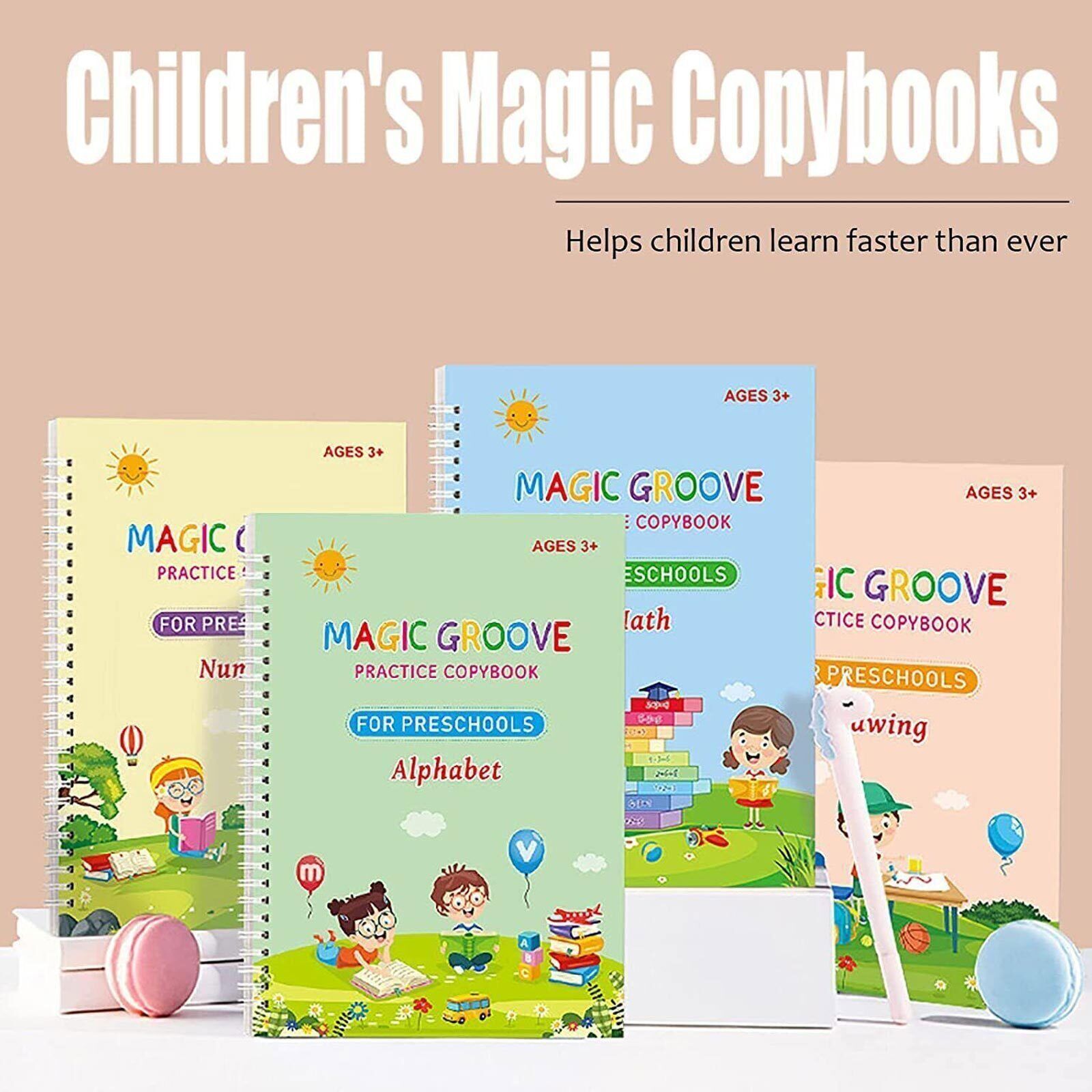 4pc Groovd Magic Copybooks Grooved Children's Handwriting Book Practice ...
