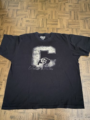 Vintage Colorado Buffaloes T-Shirt M Black Distressed Logo College NCAA ...
