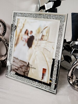 Crushed Diamond Crystals filled Silver bling Photo Frame Glass Picture ...