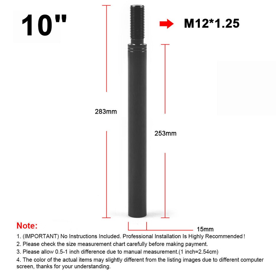2" 10" M12X1.25 Shift Knob Extender Extension Lever Gear Manual Shifter ...