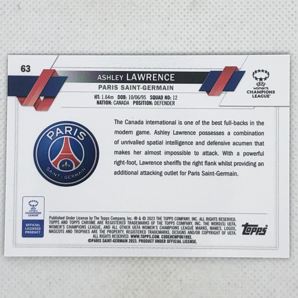 2022-23 Topps Chrome UEFA Womens | Ashley Lawrence PSG | Base! | eBay