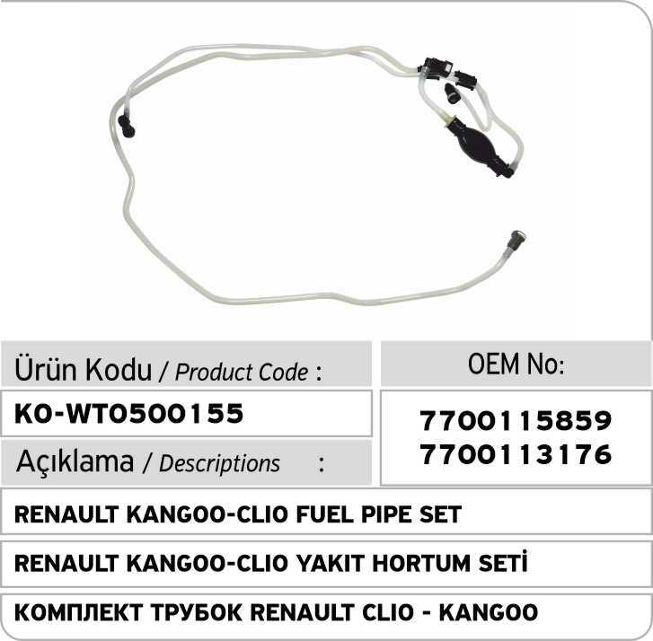 Renault Clio II - Kangoo Fuel Pipe Set 7700115859 - 7700113176 | eBay