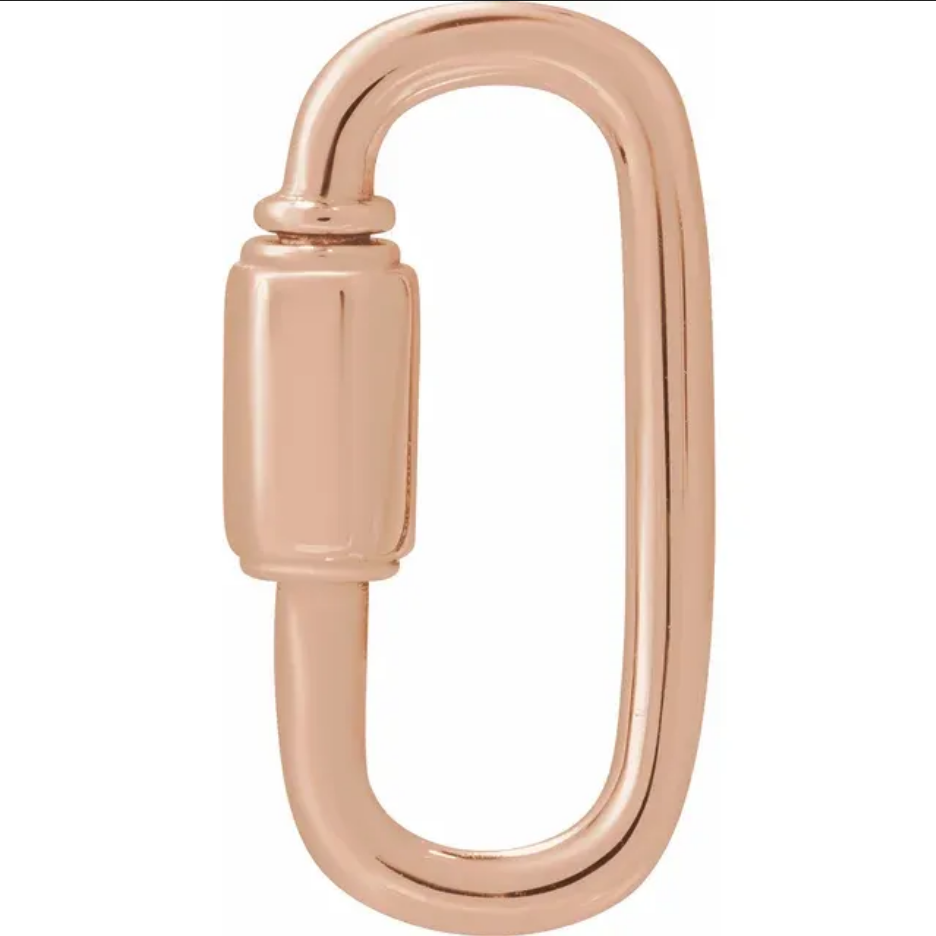 24mm 14k Rose Gold Charm Carabiner Lock Bail Enhancer Extender Pendant ...