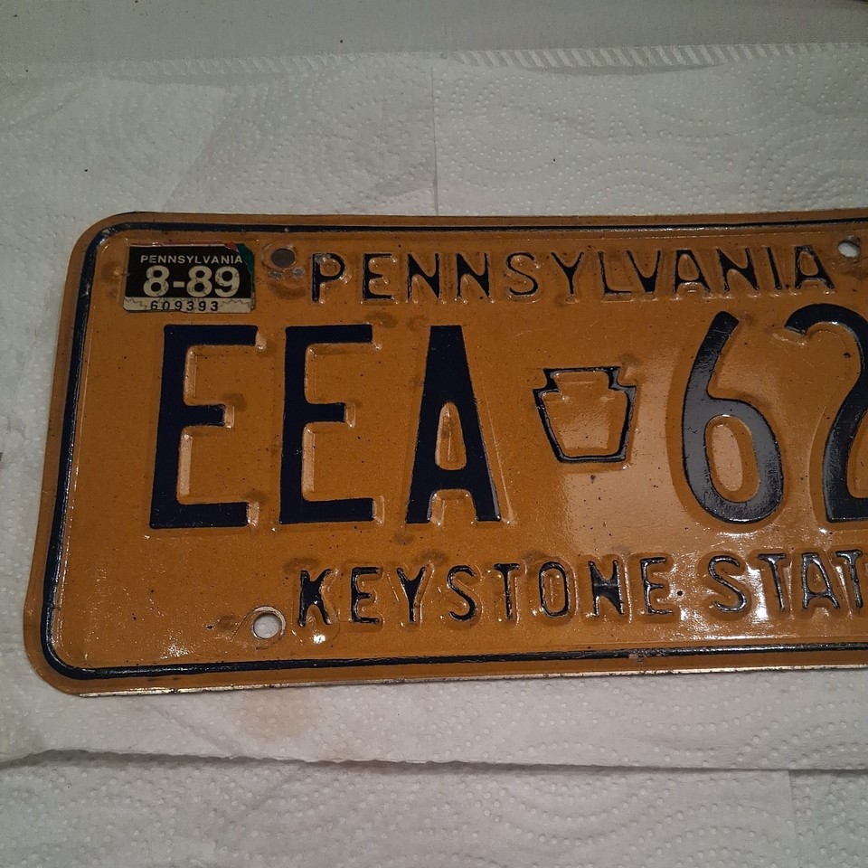 1987 Pennsylvania FCA 321 Keystone License Plate Expired Car Tag Gold ...