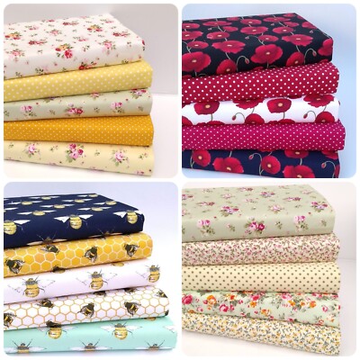 SEWING FABRIC BUNDLES FAT QUARTERS & SQUARES 100% COTTON MATERIAL ...