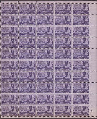 US, 954, CALIFORNIA GOLD, FULL SHEET OF 50, MINT NH, 1940'S COLLECTION ...