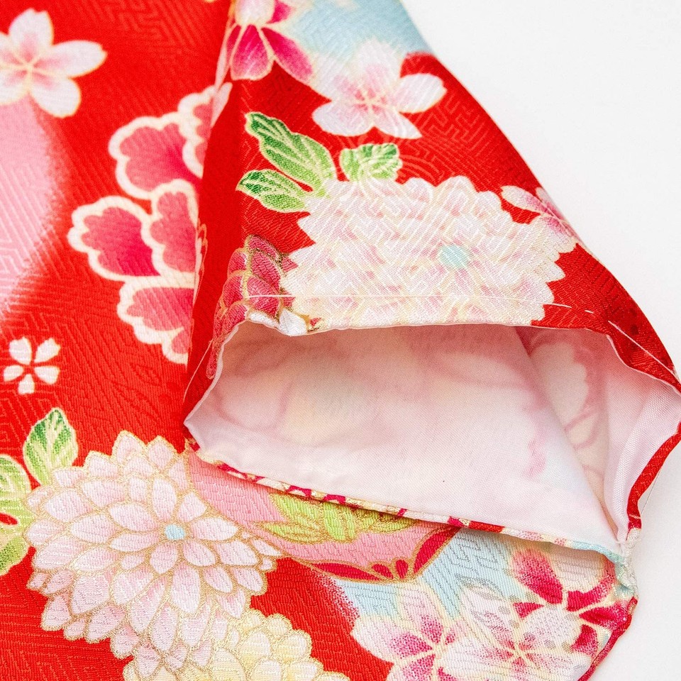 Full Kimono Set Girls Ceremony Celebration 3 years New Years Red Flower ...