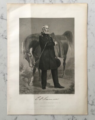 ANTIQUE EDWIN VOSE SUMNER 1864 CIVIL WAR ENGRAVING BOOKPLATE PRINT ...
