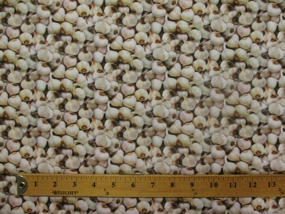 GARLIC RAW REALISTIC FOOD COTTON FABRIC FQ | eBay