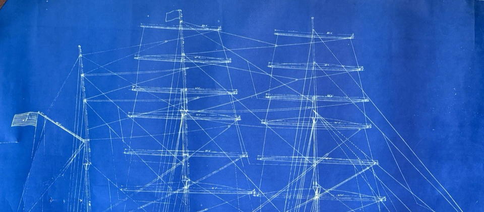 1899 Bath, Maine Sailing Ship "Kaiulani" Blueprint; Sewall Shipyard ...