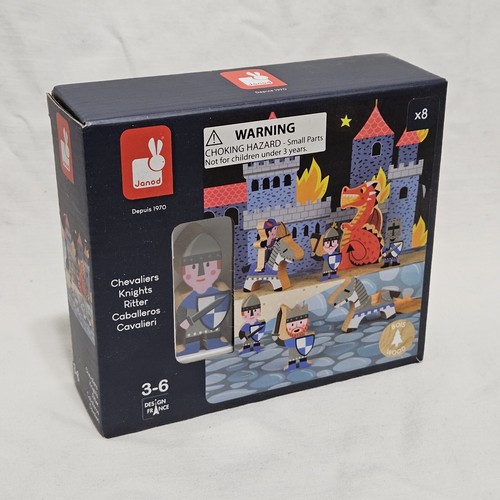 Janod Wooden Toy Story Knights Set - Chevaliers & Horses Dragon - 8 Pcs ...