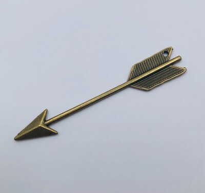 3 Bronze Tone Arrow Charms Large Crafting Craft Metal Pendant 2.5" Inch ...