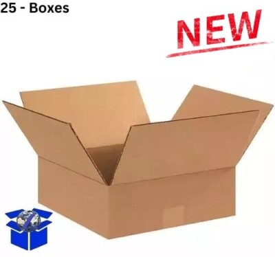 25 PACK Shipping Boxes Cardboard Carton 12 L x 12 W x 4 H Corrugated ...