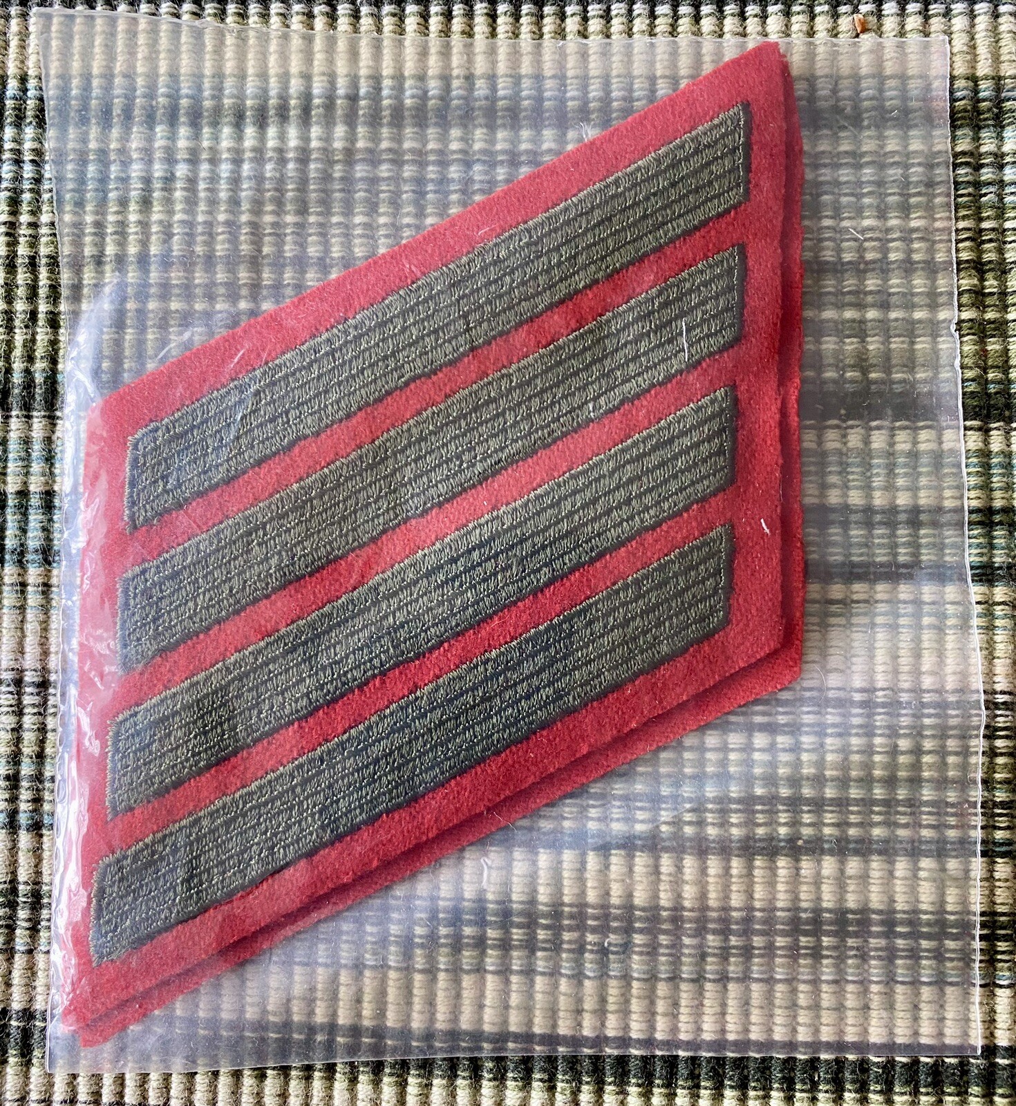 One pair of Marine Corps Four Bar green on red Service Stripes USMC 4 ...