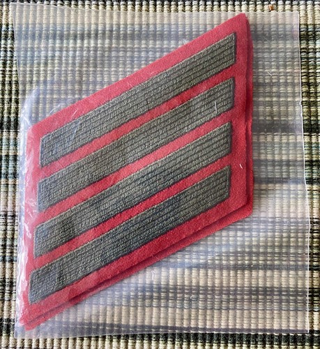 One pair of Marine Corps Four Bar green on red Service Stripes USMC 4 ...