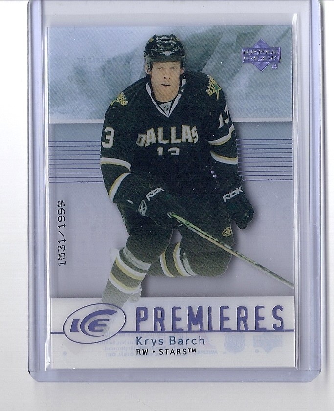 07-08 2007-08 UPPER DECK ICE KRYS BARCH RC UD ROOKIE SP /1999 #116 ...
