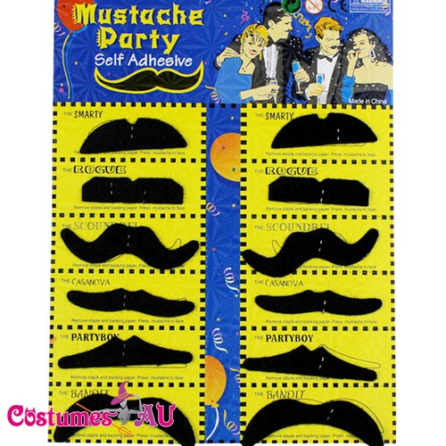 12pcs Fake Mustache Party Black Self Adhesive Costume Fancy Stylish ...